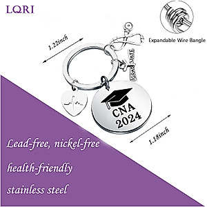 LQRI CNA 2024 Keychain CNA Gift CNA Stethoscope Medical Jewelry Certified Nursing Assistant Gift CNA Graduation Gifts(CNA)