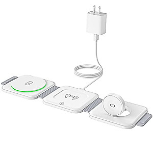 Wireless Charger, Magnetic Foldable 3 in 1 Charging Station, Fast Travel Wireless Charging Pad, Compatible with Magsafe for iPhone 14/13/12/Pro Max/Plus/Mini, Apple Watch and Airpods 2/3/Pro