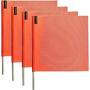 VULCAN Safety Flag with Dowel - Bright Orange - Jersey Mesh Construction - 18 Inch x 18 Inch - 4 Pack