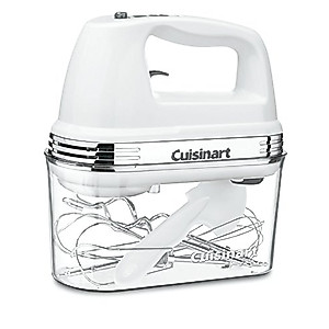 Cuisinart HM-90S Power Advantage Plus 9-Speed Handheld Mixer with Storage Case, White & CTG-00-SMB Stainless Steel Mixing Bowls with Lids, Set of 3