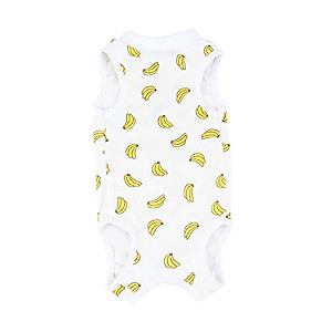 Zunea Cat Surgery Recovery Suit for Abdominal Wounds Soft Cotton Skin Diseases Clothes After Surgery Wear Cone E-Collar Alternative Clothing Kitten Surgical Pajama for Anti Licking Banana M