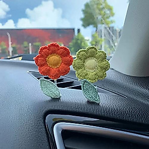 Flower Car Dashboard Decorations,MoreChioce Flower Bobblehead Ornament Car Shaking Head Toy Interior Display Decoration for Home Office Desk SUV Car,Red