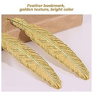 QEZEZA Metal Feather Bookmark, Handmade Gifts Bookmarks for Book Lovers, Teachers, Kids, Women and Men 2 Pack (Purple)
