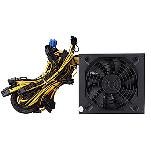 2000W Mining Power Supply Modular Mining PC Power PSU Supports 8 GPU Rig for ETH Bitcoin Ethereum Miner with Auto-Thermally Controlled Fan Supply,110V-240V Power Supply Mining Machine