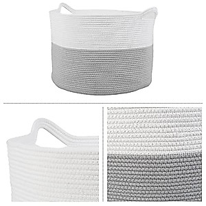 Extra-Large Basket - Cotton Rope Basket with Handles for Laundry, Blanket, Pillow, and Toy Storage - Baskets for Organizing by Home-Complete (Gray)