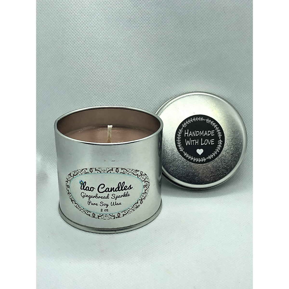 Gingerbread Sparkle 8 oz Tin Jar Pure Soy Wax Candle | Hand Poured in the USA
