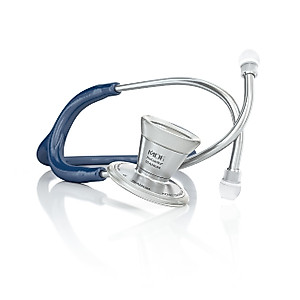 MDF ProCardial Cardiology Stethoscope, Lightweight Titanium, Adult, Dual Head, Navy Blue Tube, Silver Chestpiece-Headset, MDF797T04