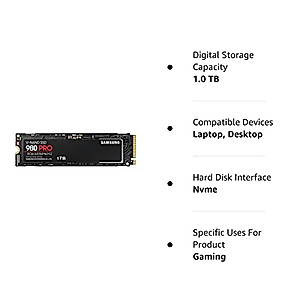 Samsung 980 PRO 1TB PCIe 4.0 NVME M.2 SSD (MZ-V8P1T0BW)