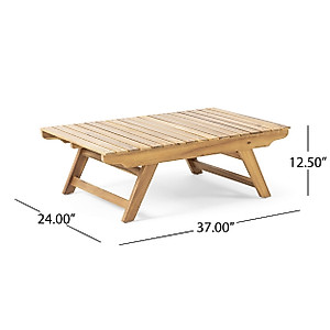 GDFStudio Outdoor Wooden Coffee Table, Teak Finish