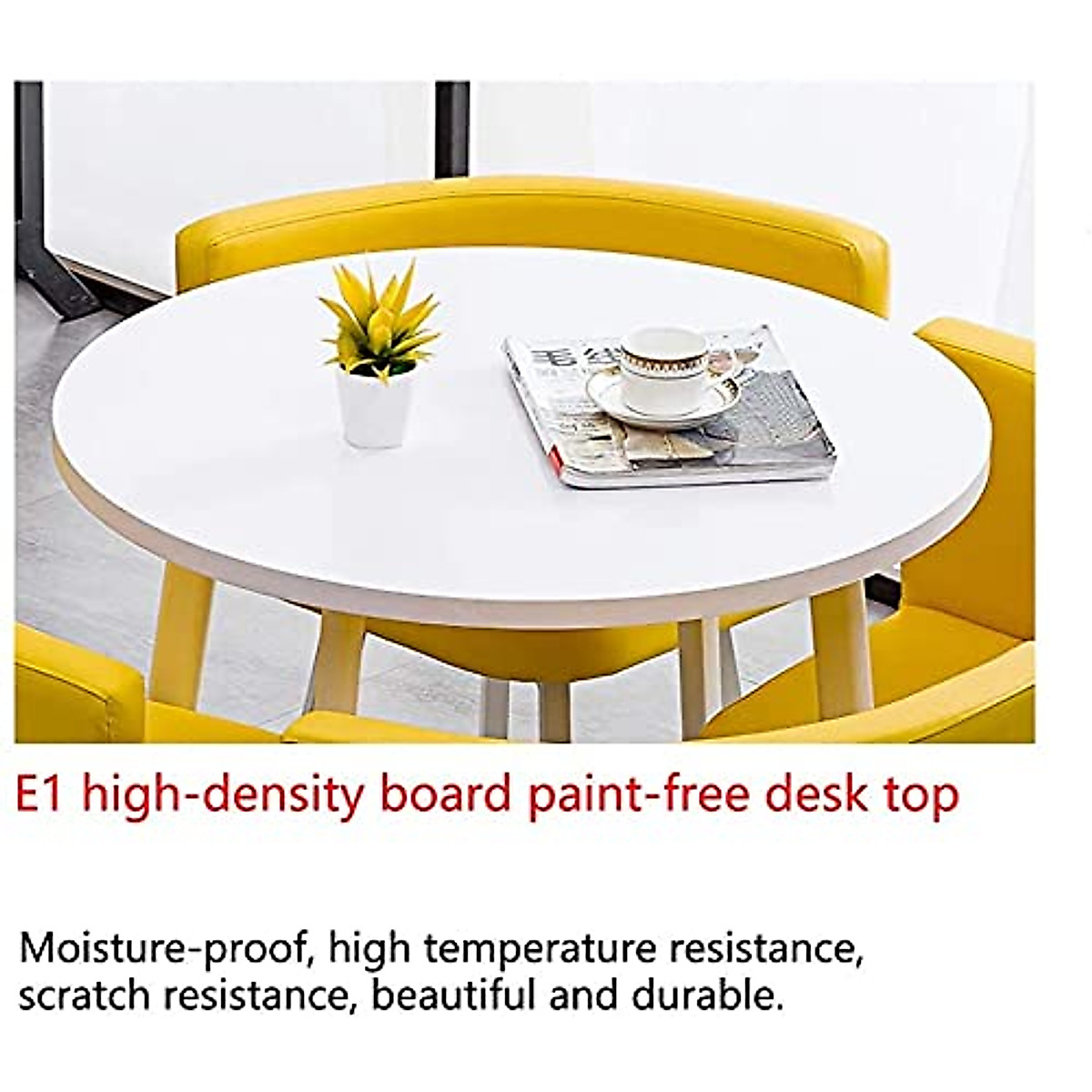 Office Business Hotel Lobby Dining Table Set, Home Dining Table and Chair Set 1 Table and 4 Chairs PU Leather Chair Hotel Clothing Store Restaurant Bedroom Balcony (Color : Red) (Color : Pink)