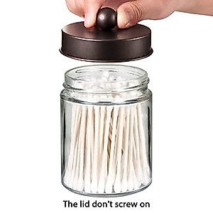 Apothecary Jars Bathroom Storage Organizer - Cute Qtip Dispenser Holder Vanity Canister Jar Glass with Lid for Cotton Swabs,Rounds,Bath Salts,Makeup Sponges,Hair Accessories/Bronze (2 Pack)