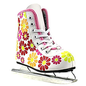 American Athletic Shoe Girl's Little Rocket Double Runner Ice Skate, White, 8