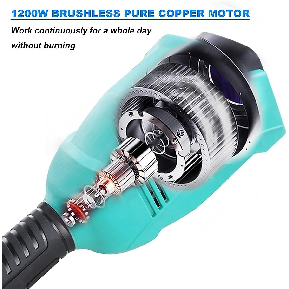 RUTAVM Handheld String Trimmer Battery Grass Cutter Electric Lawn Mower, Garden Grass Trimmer Cordless with Wheels with Armrest, 24V/12Ah Lithium Battery