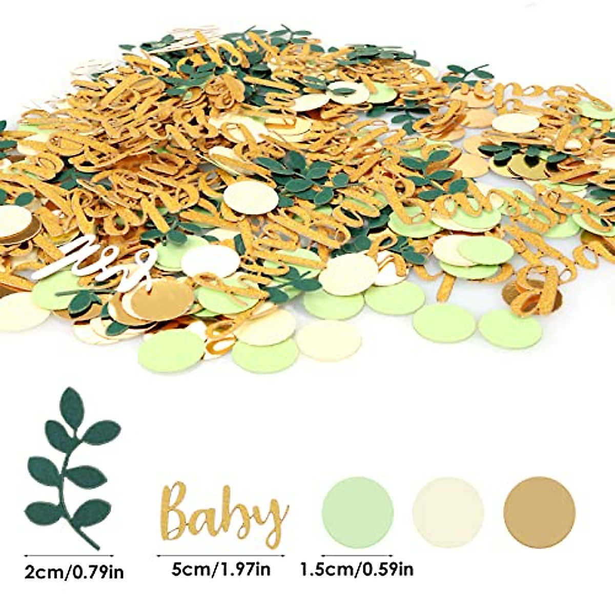 Thinp Confetti Tissue Sprinkle Confetti Dount Baby Shower Decorations Confetti Champaign Gold Ivory Sage Green Table Scatter Confetti for Ice Cream Theme Party Birthday Party Wedding Decoration 20g