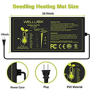 WELLUCK Seedling Heat Mat, Plant Heating Mat for Seed Starting, 1 Pack 10"x 20.75" Heating Pad for Plants Seedlings, Waterproof Warm Starting Heat Mat for Indoor Plants Germination