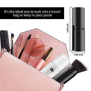 Falliny Retractable Makeup Brush, Travel Angled Kabuki Powder Brush Portable Face Liquid Foundation Sunscreen Brush with Cover for Blending Liquid, Cream or Flawless Powder Cosmetics