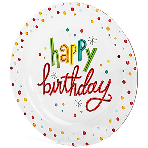 DEMDACO Happy Birthday Confetti Multicolored 14 x 14 Hand painted Glass Platter