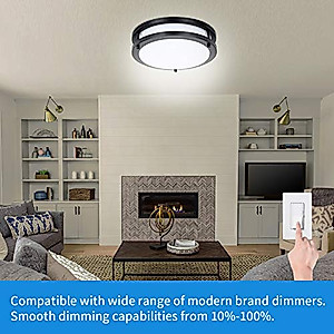 Drosbey 24W Dimmable LED Ceiling Light Fixture, 10 inch Oil Rubbed Bronze Flush Mount Ceiling Lights for Bedroom, Bathroom, Kitchen, 3000K/4000K/5000K Adjustable, Super Bright 2200LM