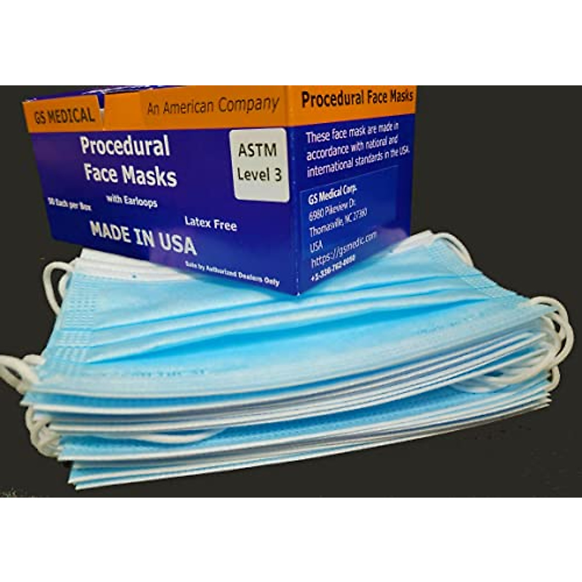 MADE IN USA, ASTM level 3, Disposable Face Mask, 3 layer, Nose Pin, Ear loops, For Men, Women & Children, Breathable, soft, hypoallergenic