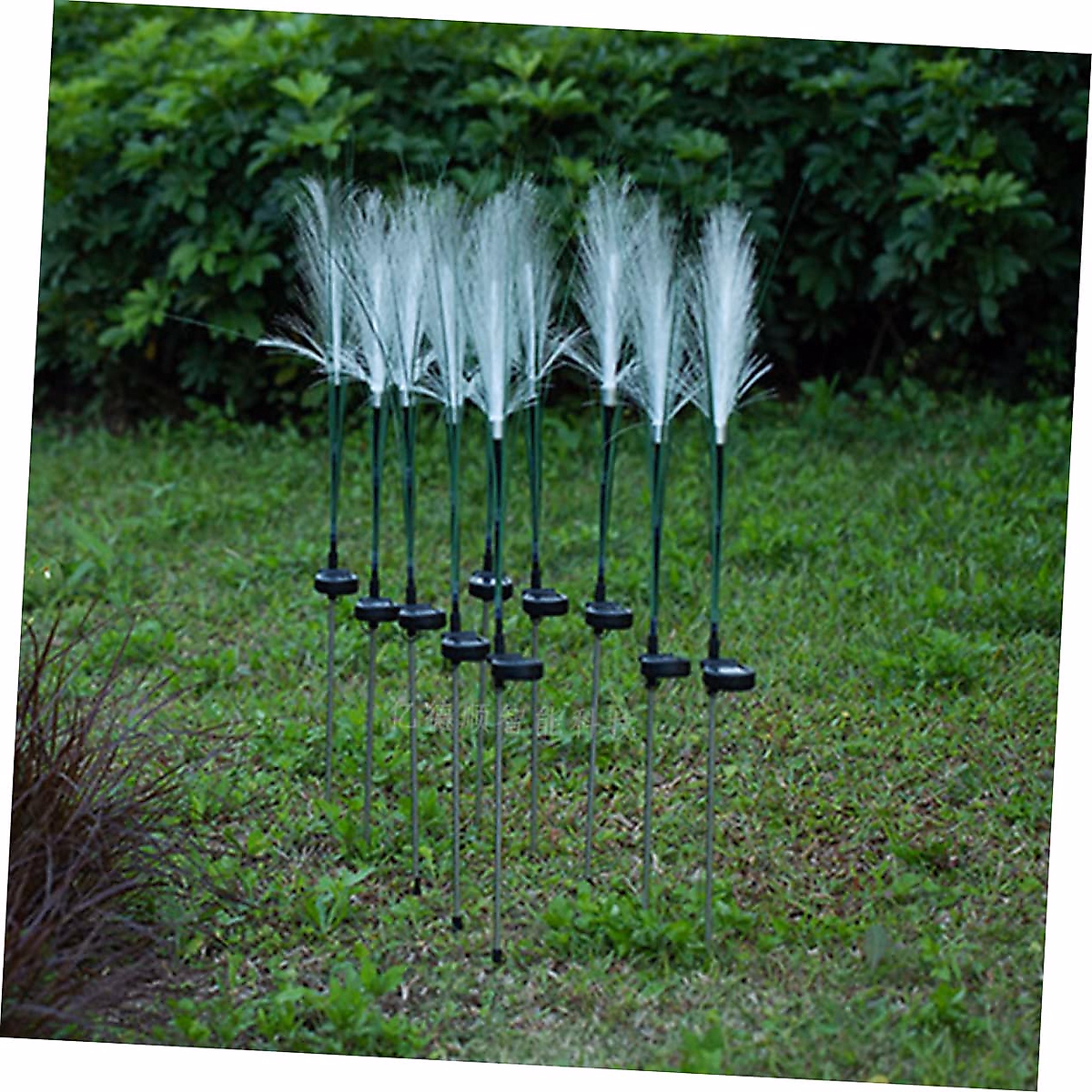 ABOOFAN Fiber Optic Reed Light Solar Garden Light Solar Path Lights Fiber Optic Garden Lights Solar Lights Outdoor Decor Garden Lights Solar Powered White Stainless Steel Led