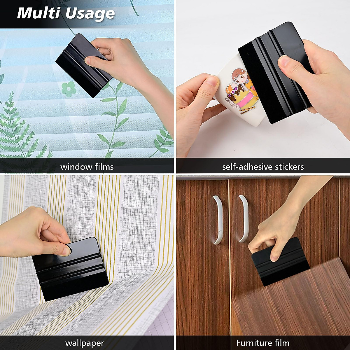 NEWISHTOOL Wallpaper Smoothing Tool Kit, Wallpaper Tools for Applying Peel and Stick Contact Paper Vinyl Film, Includes Big Smoothing Squeegee, Felt Scraper, Edge Tucking Stick, Craft Knife & Blades