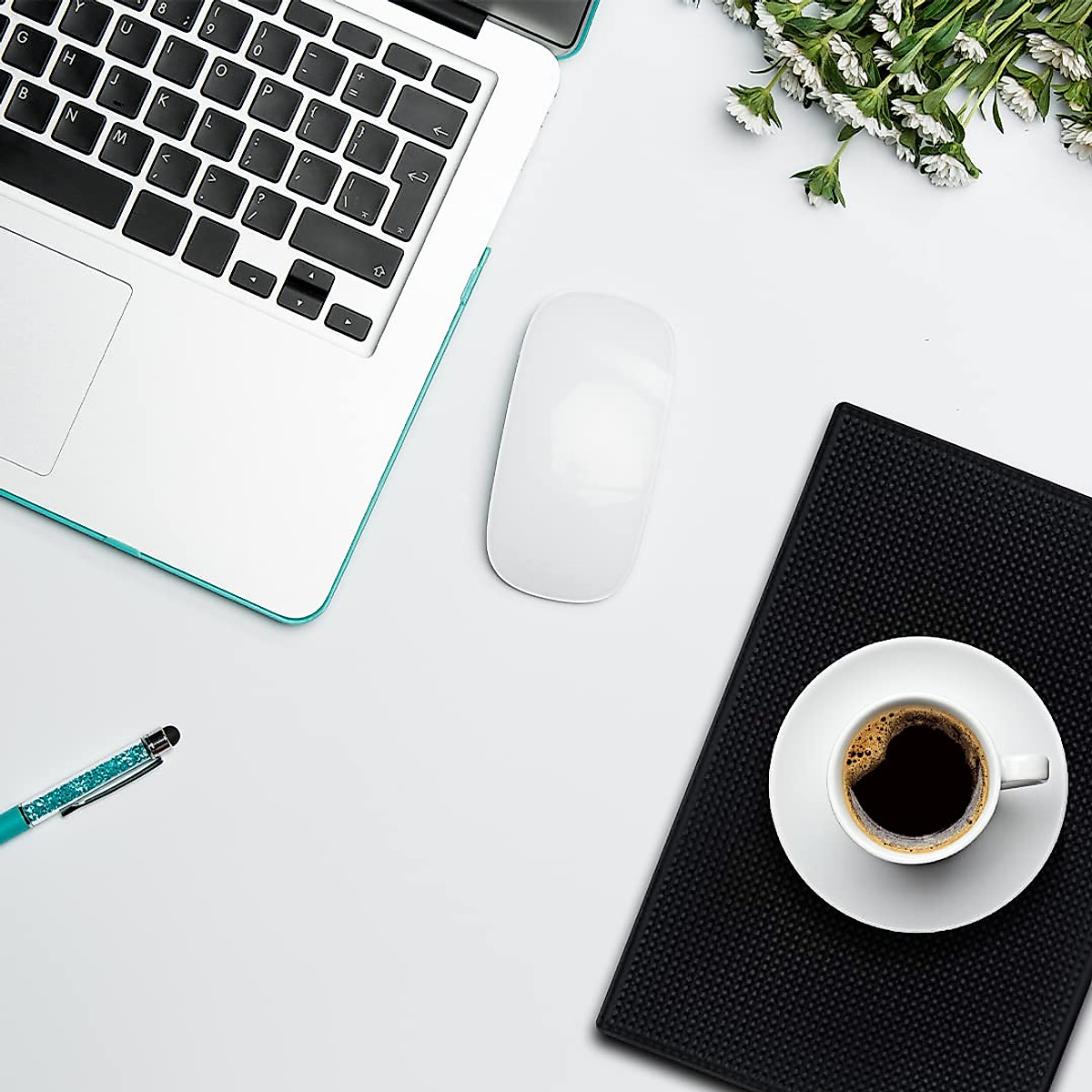 WISHMART Black Bar Mats Set of 2 (12x6 Inches) | Drying, Durable and Stylish Spill Mats for Bars, Restaurants, Coffee Shops, Bar Mats for Countertop and Table Top, Non-Spill & Non-Toxic Mats