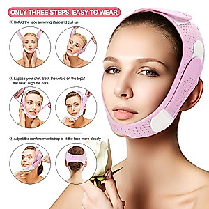 LHYLZY Double Chin Reducer, V Line Lifting Face Slimming Mask Chin Strap for Women, Eliminates Sagging Skin Firming Anti Aging Facial Jawline Shaped Neck Belt