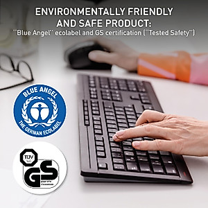 Cherry Stream Wireless Keyboard with SX Scissors Mechanism, Slim Yet Full Size QWERTY Ergo Friendly with Number Pad, Thin Design with Quiet keystroke for use at Home Office or Work. Black