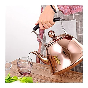 Kettle - Stainless Steel Whistle Kettle Gas Induction Cooker Kettle Household Gas Kettle Creative Teapot (Capacity : 2L, Color : Gold)