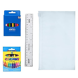 48 Piece Bulk School Supplies Kits, Value Pack of 12 Kits - Essential Box of School Supplies for Elementary, Middle, and High School Students
