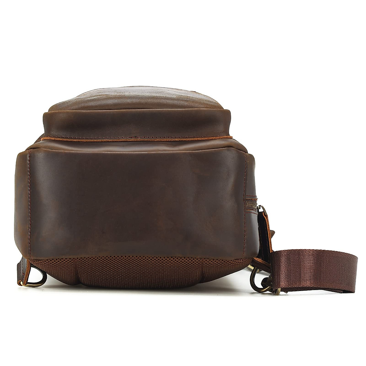 Polare Full Grain Leather Sling Chest Bag For Men Crossbody Travel Hiking School College Daypack