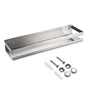 OwnMy Bathroom Shower Shelf Stainless Steel Bath Kitchen Basket Shower Caddy Rack, Rustproof Metal Bathroom Storage Floating Shelves Wall Mounted Shower Corner Rectangular Shelf - 16 Inch Silver