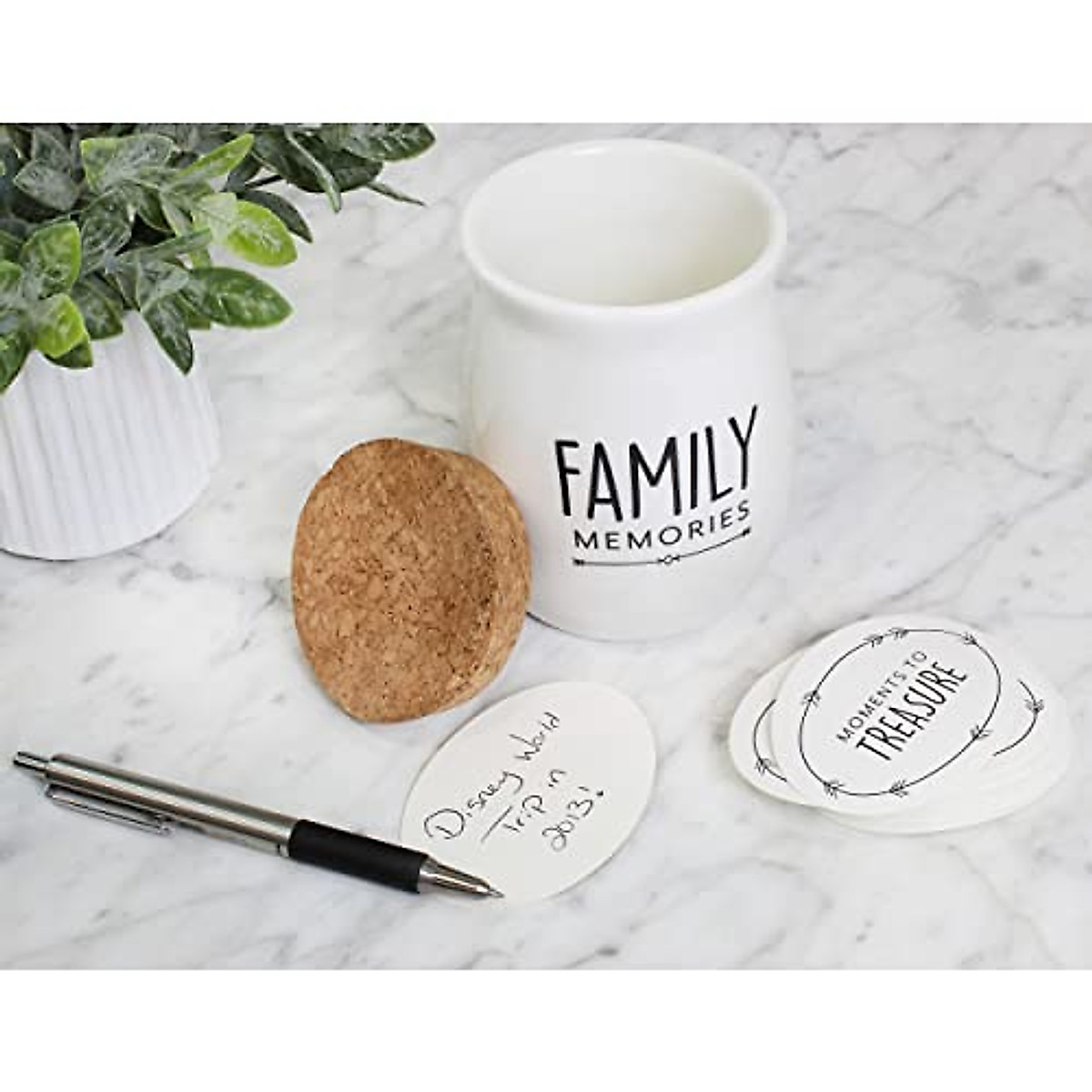 Darware Family Memories Ceramic Jar, Keepsake Gift with 50 Write-On Tickets