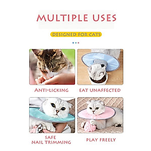 BECHANMIG Cat Recovery Collar Pet Cone Collar After Surgery Protective Cotton Cone, Adjustable Cat E Collar, Surgery Recovery Elizabethan Collars for Kitten and Cats, Green L