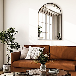 HARRITPURE 30"x40" Arched Bathroom Mirror - Black Wall Mounted Mirror - Black Arch Mirror - Aluminum Alloy Frame Bathroom Mirror Living Room, Bedroom, Bathroom and Entryway