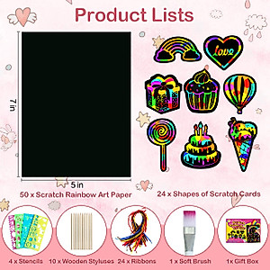 RMJOY Rainbow Scratch Off Paper for Kids: Easter Crafts Gifts for Kids 60pcs Magic Arts Supplies for Age 3-12 Teen Toys Games for Valentines Birthday Christmas Basket Stuffers |Party Favors