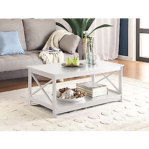 Convenience Concepts Oxford Coffee Table with Shelf, White
