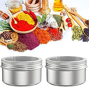 6 Pcs 4 Ounce Aluminum Cans Transparent Top Screw Lid Metal Storage Tins Containers for Storing Spices, Candies, Lip Balm