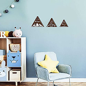 3 Pcs Wooden Mountain Decor Woodland Adventure Decor for Boy Travel Adventure Mountain Table Decor Centerpiece for Home Bedroom Bathroom Shelf Wall Rustic Farmhouse Decoration (Brown)