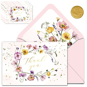 Gooji 4x6 Spring Floral Thank You Cards with Envelopes (Bulk 20-Pack) Bridal Shower Thank You Cards with Envelopes | Birthday Party, Baby Shower, Weddings, Greeting, Blank Notes, Small Business