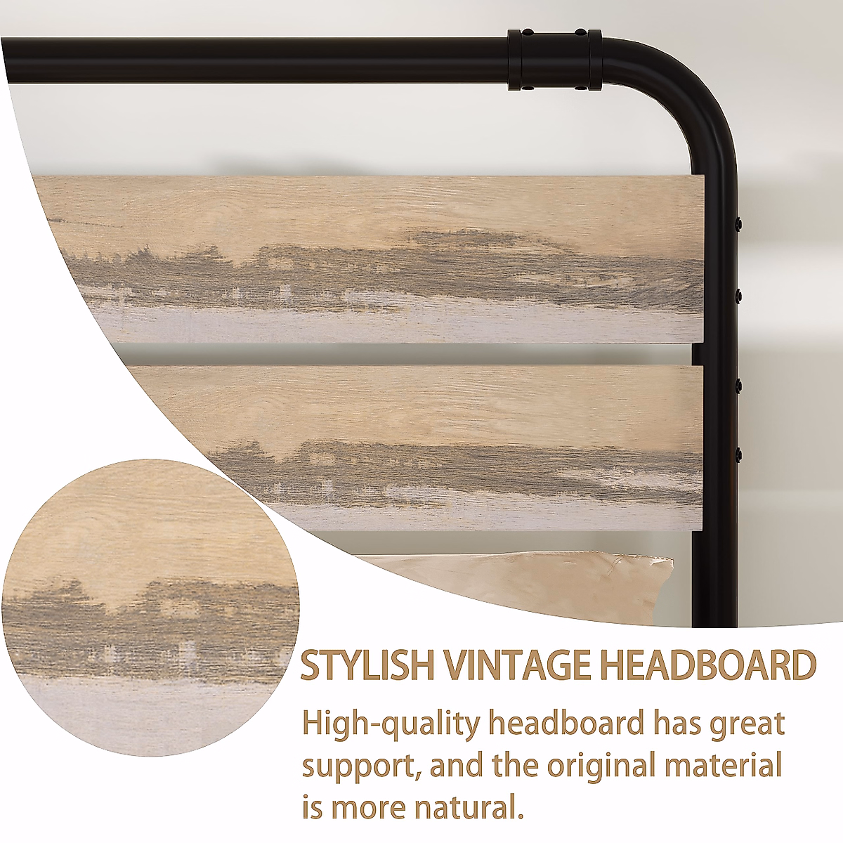 Sementa Twin XL-Bed-Frame with Wood-Headboard - Heavy Duty Platform Bed with Solid Slats Support, No Box Spring Needed,Easy Assembly,Grey Oak