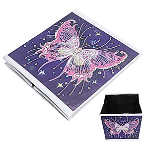 Yosoo Diamond Painting Storage Box, DIY Diamond Painting Organizer Butterfly Pattern Decor Foldable Storage Box Household Desktop Case
