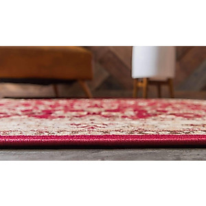 Unique Loom Sialk Hill Collection Area Rug - Washington (4' 1" x 6' 1" Rectangle Burgundy/Cream)