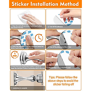 WINONLY Door Stopper, Magnetic Door Stop, Stainless Steel, Magnetic Door Catch, 3M Double-Sided Adhesive Tape, No Drilling, Screws for Stronger Mount, Hold Your Door Open, for Wide Doors (2)