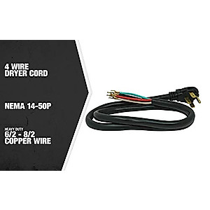 Coleman Cable 90468808 9046SW8808 6ft 6/2-8/2 SRDT Round Range Cord (Black), 6', 6 Ft