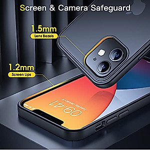 Humixx Full Body Protection for iPhone 12 Case, iPhone 12 Pro Case with Screen Protector + Camera Lens Protector (2 Pack), Shockproof Slim Protective Phone Case for iPhone 12/12 Pro 6.1''-Black