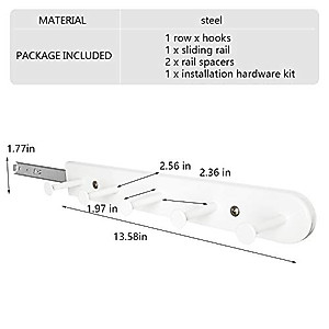 Kelendle Extendable Sliding Wardrobe Hook Rail with Hardware Pull Out Closet Rod Clothing Hanging Hooks Organizer for Home, Office, Hotel (5 Hooks)