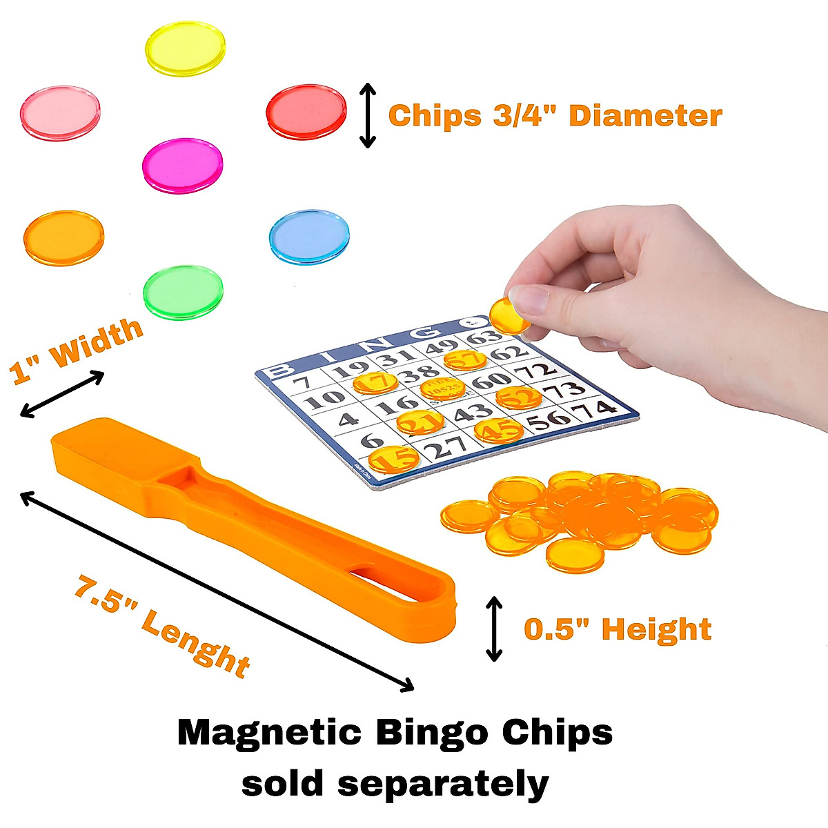 MR CHIPS Made in USA Magnetic Wand Plus 100 Bingo Orange