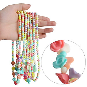 Hicdaw 18PCS Toddler Necklace Beaded Bracelet Stretch Costume Princess Necklace for Little Girls Play Jewelry Bracelet Set Dress Up Party Favors Gift Kids Jewelry for Girls