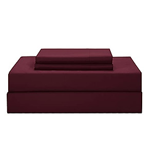 Chic Home Ayelet 10 Piece Comforter Set Color Block Ruffled Bag Bedding, Queen, Burgundy